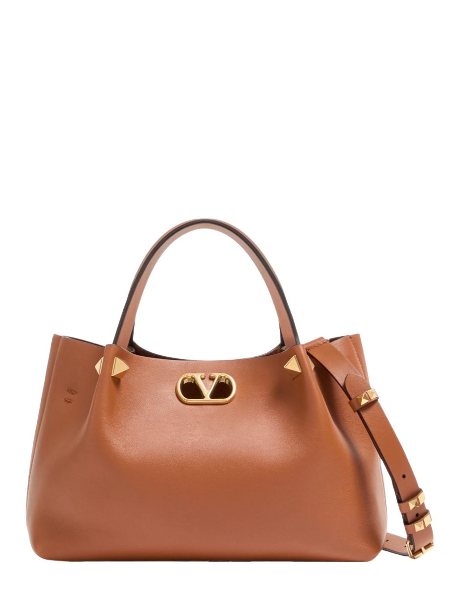 VALENTINO Valentino Garavani Small Soft Leather Shopping Bag with Maxi Studs and VLogo Signature